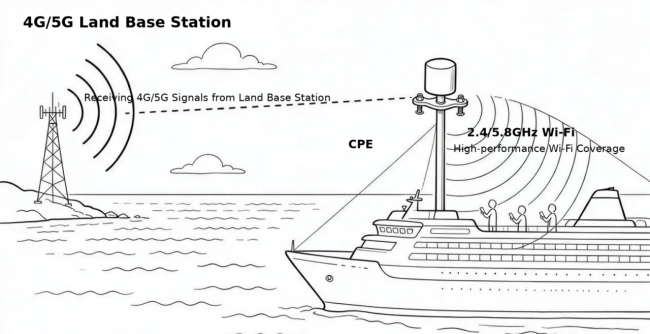 ATNJ Maritime 5G CPE Terminal product overview diagram