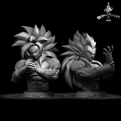 Resin Life Size Bust Sculpture of Goku and Vegeta from Hot Anime Series for Home