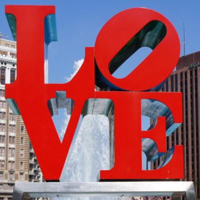Polished Stainless Steel Love Sculpture for Vintage Style Garden Decor Shipping