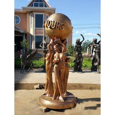 Folk Art Style "The World is Yours" Copper Statue for Indoor and Outdoor
