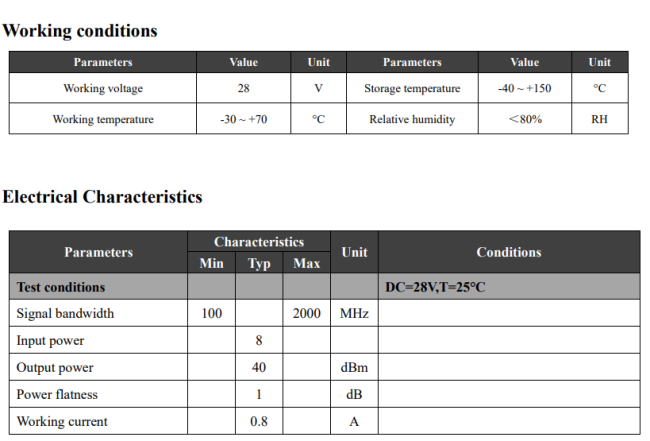 100-2000MHz 10W Wireless Signal Amplifier Technical Diagram