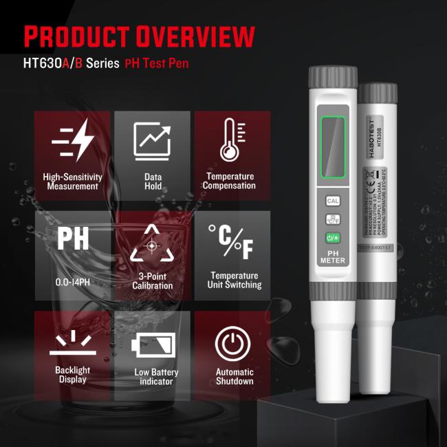 HABOTTEST 630 pH Meter display close-up