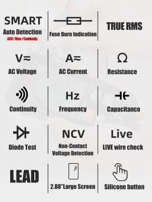 China 600A 600V 2xCR2302 Batteries Red Smart Tester Digital for sale