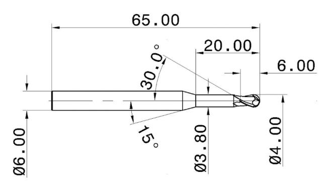 55HRC 2 Flutes Tungsten Solid Carbide Ball Nose End Mill