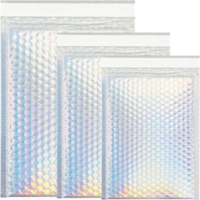 China CTCX Custom Metallic Holographic Foil Glitter Polybag Mailing Shipping Bubble Mailers Gold/Black Glamour Metallic Bubble Mailers for sale