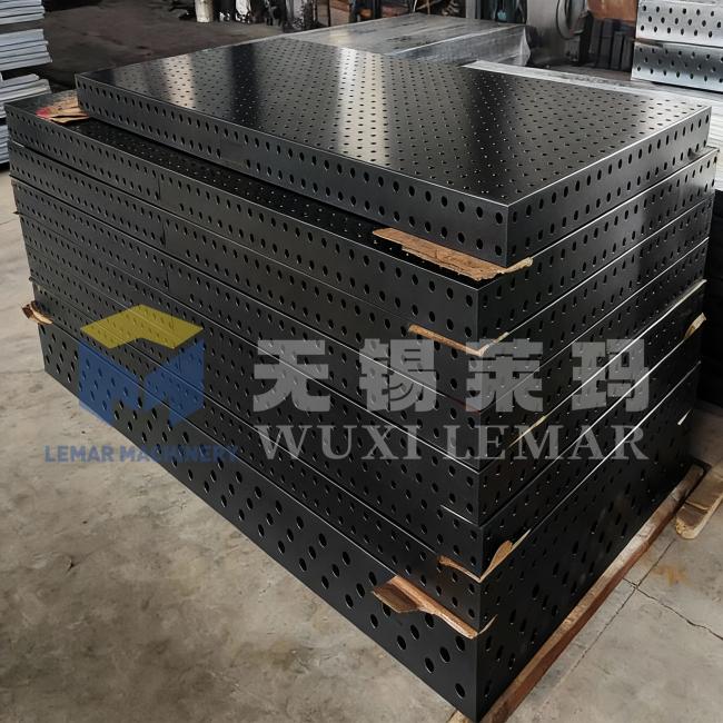 Welding table in industrial setting