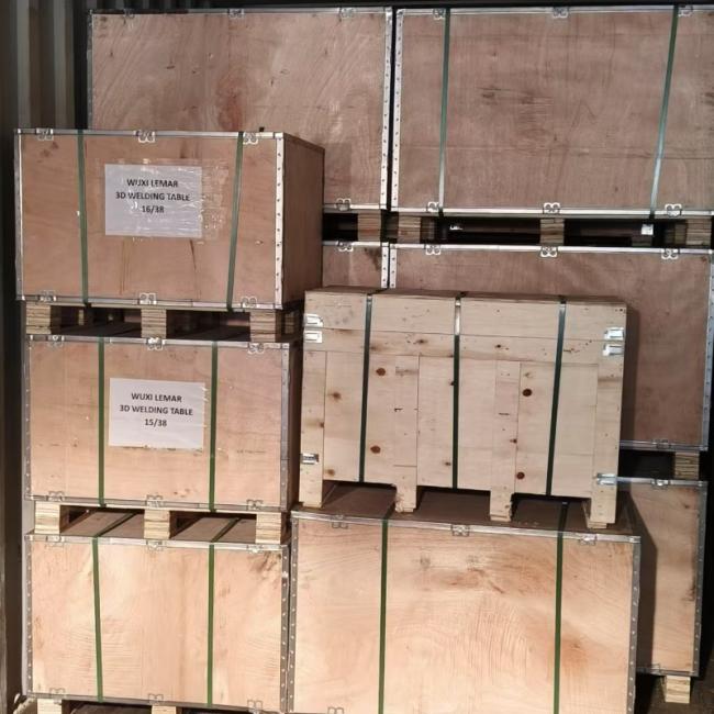 Export-ready crated welding table for secure delivery