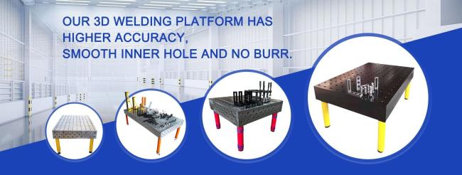 D16 Welding Table showing precision work surface with systematic hole pattern