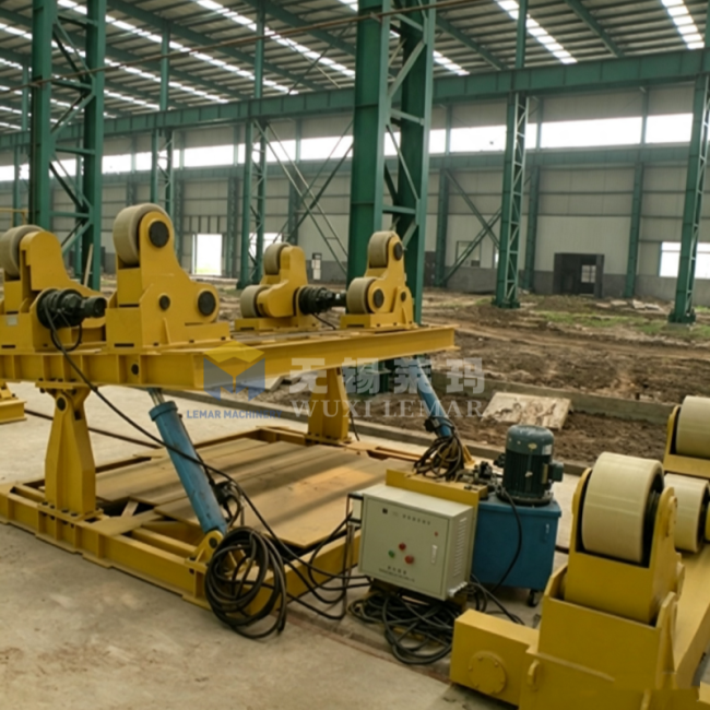 10Ton Hydraulic Fit-up Welding Rotator side view displaying roller mechanism