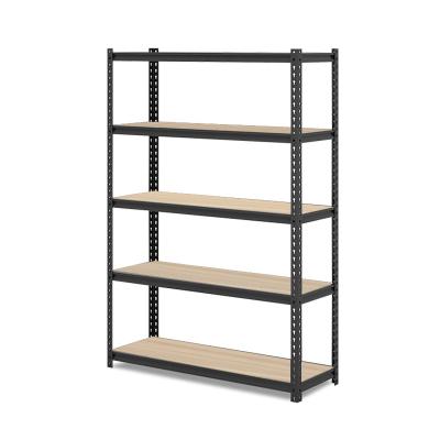 China Warehouse Home 5 Shelf Storage Steel Muscle Rack With Wood Layer for sale