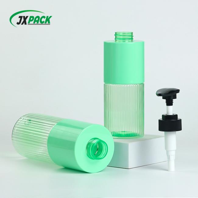 Green 550ml refillable shampoo bottle in PET with PP lotion pump for private label hair care