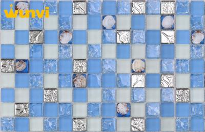 Cina Tessera di vetro incrinata blu della conchiglia della famiglia con spessore di 8mm in vendita