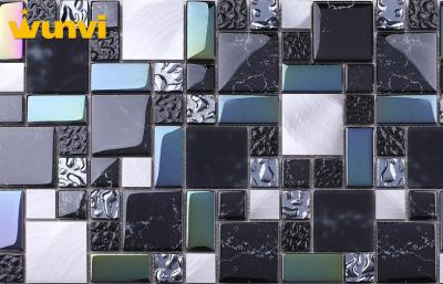 Cina Mattonelle della cucina del nero dell'acciaio inossidabile e di vetro lavabile con il chip di 100×100mm in vendita