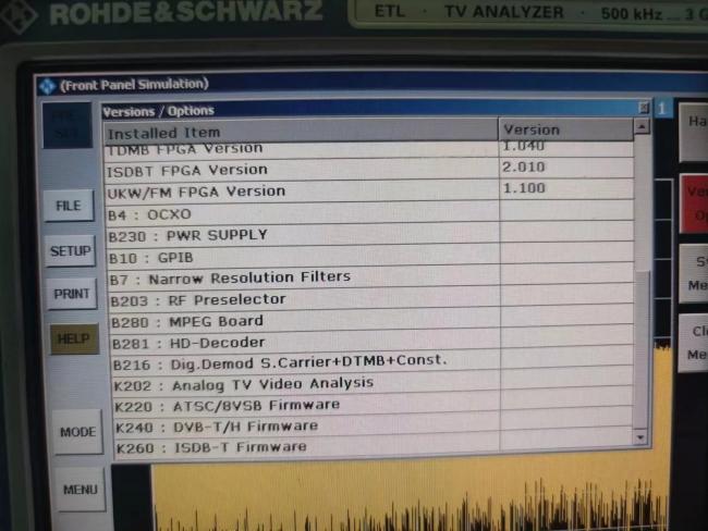 Top view of R&S ETL spectrum analyzer showing overall unit dimensions