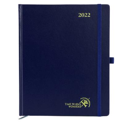 China Leatherette Hardcover Student Weekly Planner Navy Blue Custom Color for sale