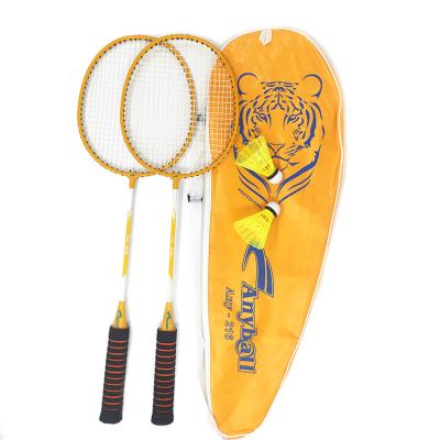 China Raquete de badminton portátil amarela verde ajustada com a peteca de nylon da folha 2 petecas dos jogadores à venda
