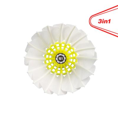 Cina Yellow Color Hybrid Shuttlecock Flex Goose Feather 3in1 Shuttlecock Badminton in vendita