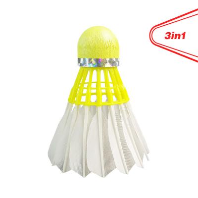 中国 Yellow Cork 3in1 Badminton Shuttlecock Nature Goose Feather Durable Badminton 販売のため