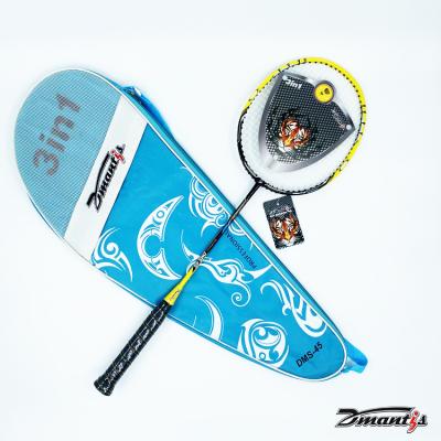 Cina High Quality Low Price Half Carbon Fiber Yellow Color Badminton Racket with String and Cover Bag in vendita