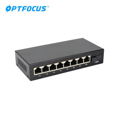 China fiber ethernet 10/100/1000Mbps 8 ports 1 SC 20km L2 fiber switch for cctv Te koop