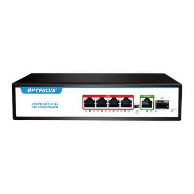 Cina Factory OEM/ODM 5 Port Gigabit Poe Switch 4*10/100/1000mbps POE port,1*1000mbps Uplink RJ45 port,1*1000mpbs SFP in vendita