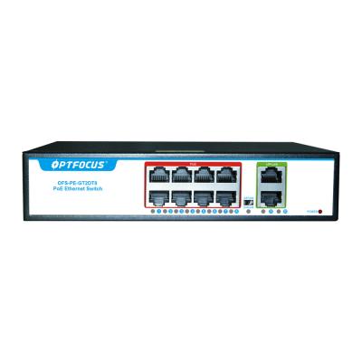 Cina Factory OEM/ODM 8 Port POE Gigabit ethernet Fiber Switch 8 Port GIGABIT ACTIVE POE Switch(8+2) in vendita