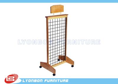 中国 足車が付いている移動式 MDF の自然な木の陳列台は、ロゴのステッカーをカスタマイズします 販売のため