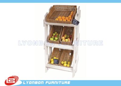 中国 3 つの層のフルーツのスーパーマーケットのために塗られる木の陳列台 MDF の白 販売のため