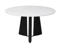 Quality Ceramic Top Fixed Type Modern Round Dining Table Easy Cleaning With Metal Base for sale