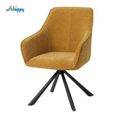 Chine Chaise de salle à manger rotative jaune de design moderne cadre en fer avec dos bas Dc-7536 à vendre