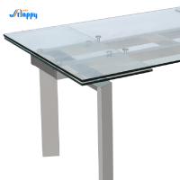 Quality 900mm Width Extendable Glass Top Dining Table DT-31120 Resistant Scratches for sale