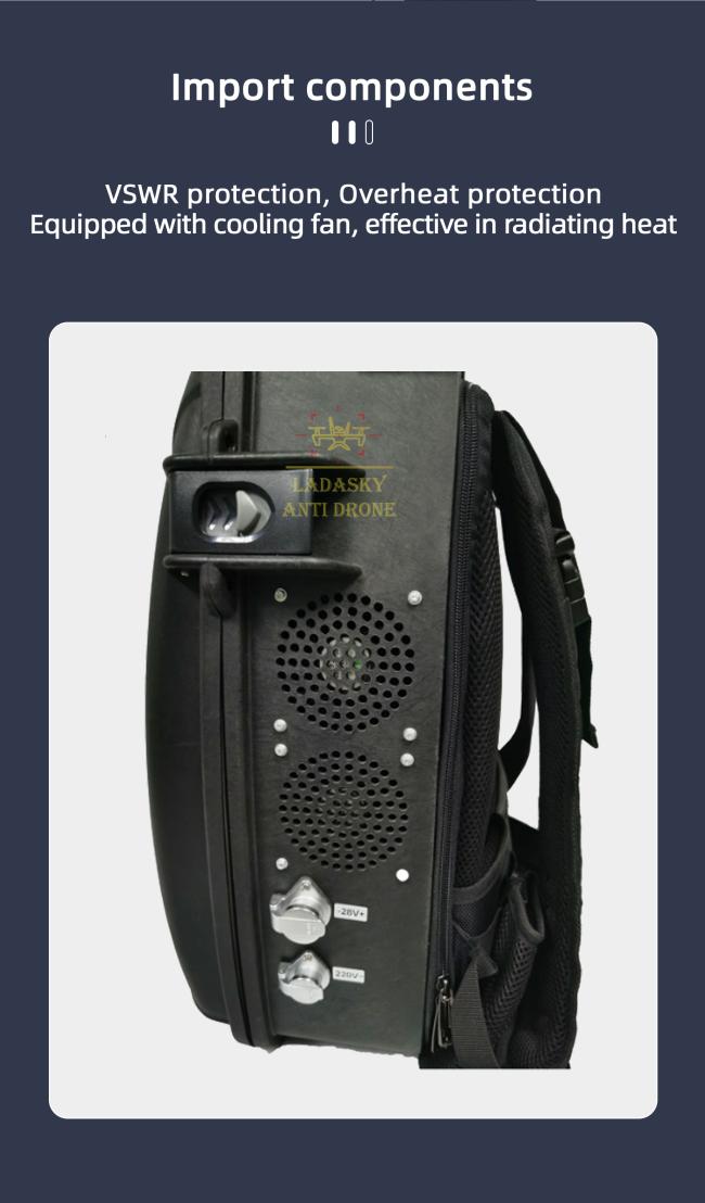Anti Drone Detection Backpack 200-1020 MHz 2.37-2.52 GHz 5.1-5.2 GHz 5.72-5.88 GHz Customizable Frequencies and Power 5