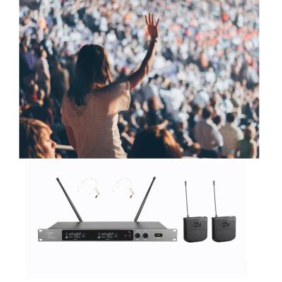 Cina Cuffia avricolare tenuta in mano Lavalier di pro di frequenza ultraelevata audio del microfono Manica senza fili del sistema 4 in vendita