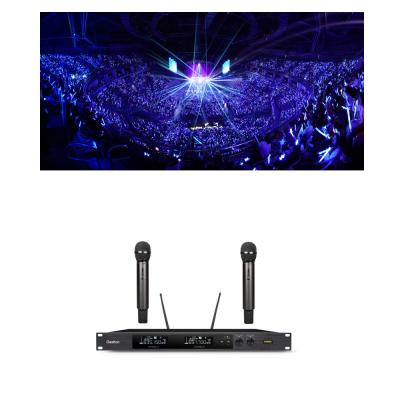 China Hoog - kwaliteits Handbediende Draadloze Microfoon 2 Kanaal UHF Professionele Karaoke Te koop