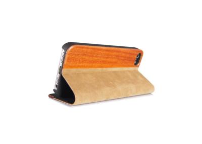 Cina Caso di legno in foglio di cuoio magnetico irregolare del telefono cellulare di Apple Iphone 5S con il supporto in vendita