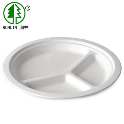 中国 生物分解性のサトウキビのバガス版のあたりの白い色3コンパートメント 販売のため