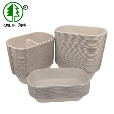 China 2 Compartments Meat Box Other Compostable Tableware Wheat Fiber Food Containers For Take Away for sale