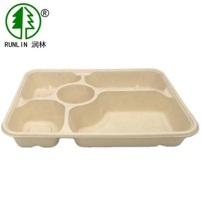 Cina La cartapesta biodegradabile degradabile della bagassa dei compartimenti dei vassoi 5 dell'alimento ha modellato in vendita