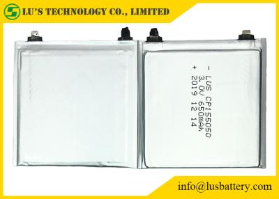 중국 태그를 위한 HRL 코팅 CP155050 3V 650mah 가동 가능한 리튬 전지 판매용