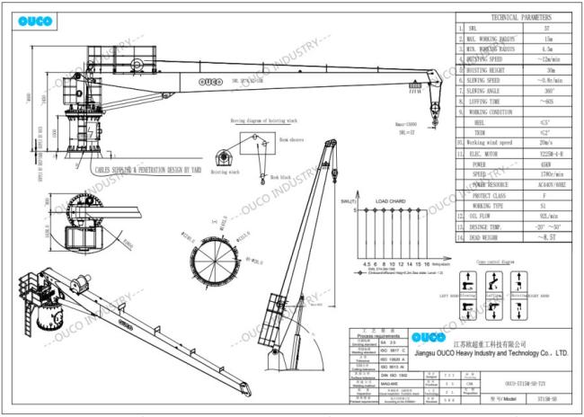 5t15m stiff boom crane GA Drawing