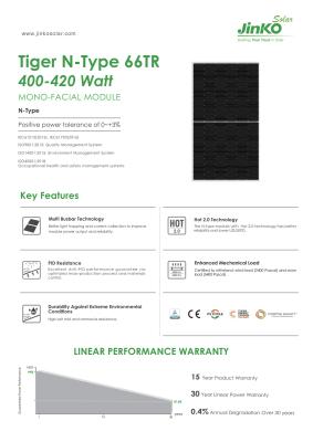 중국 AKS 진코 타이거 N형 66tr 모노 태양 전지판 400W 405W 410W 415w 420w 6RL3 고품질 태양 전지판 진코 판매용
