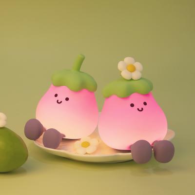 중국 공장 도매 만화 부드러운 실리콘 LED 야간 조명 귀여운 작은 계란 침대 옆 램프 휴대용 USB 재충전 잠실 야간 조명 판매용