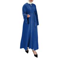 Fashionable Muslim Tops Women Muslim Dress Solid Color Flared Sleeve Mosaic