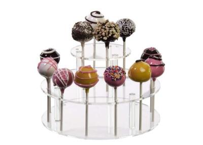 China Round 3 Layer Acrylic Cake Stand , Clear / Black Acrylic Candy Display for sale