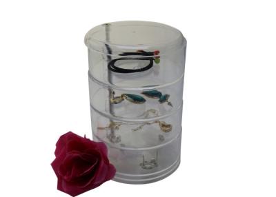 China Rotating Acrylic Jewelry Display Case , 4 Tiers Round Acrylic Jewellery Display Stands for sale