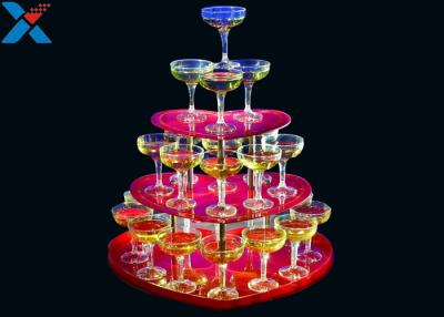 China Party Acrylic Wine Rack , 3 Layers Acrylic Champagne Tower For Wedding for sale