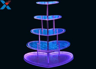 China Heart Shape Perspex Display Stand , 5 Layers Champagne Acrylic Display Shelves for sale