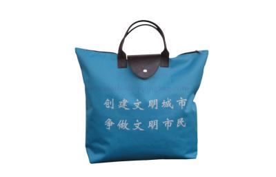 Cina Borsa di totalizzatore pieghevole durevole di Oxford per la compera con la maniglia del cuoio dell'unità di elaborazione in vendita