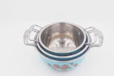 Chine le pot 6pcs coloré a placé le pot profond de cocotte en terre de soupe à catégorie de pot de revêtement antiadhésif en acier de fleur à vendre