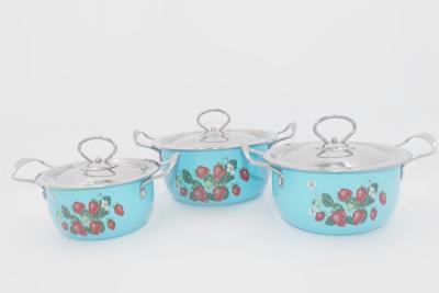 Chine le pot 6pcs coloré a placé le pot profond de cocotte en terre de soupe à catégorie de pot de revêtement antiadhésif en acier de fleur à vendre